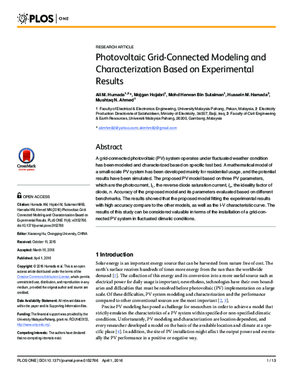 (PDF) Photovoltaic Grid-Connected Modeling and Characterization Based ...
