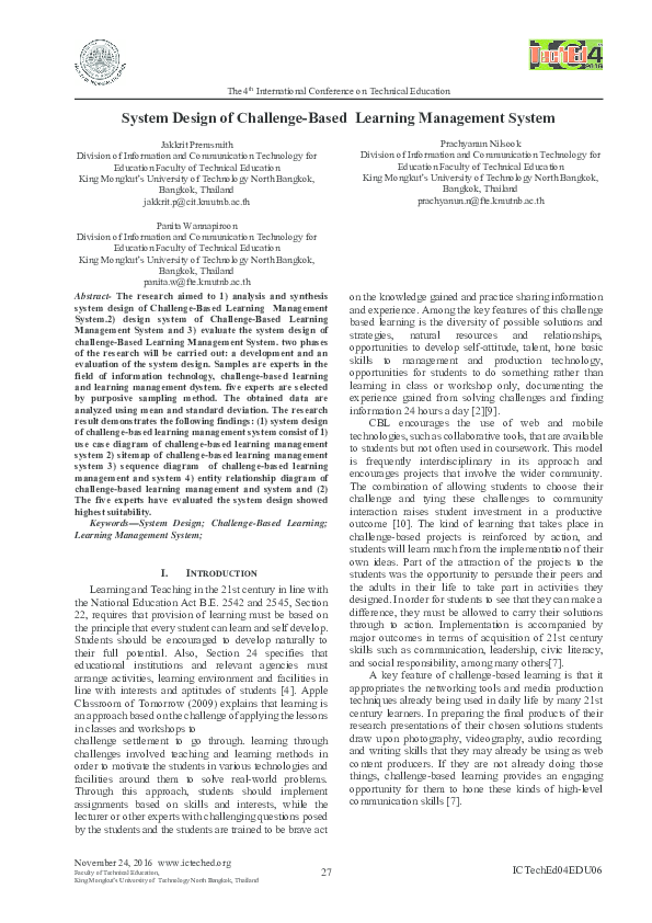 (PDF) System Design of Challenge-Based Learning Management System