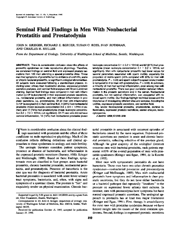 (PDF) Seminal Fluid Findings in Men With Nonbacterial Prostatitis and ...