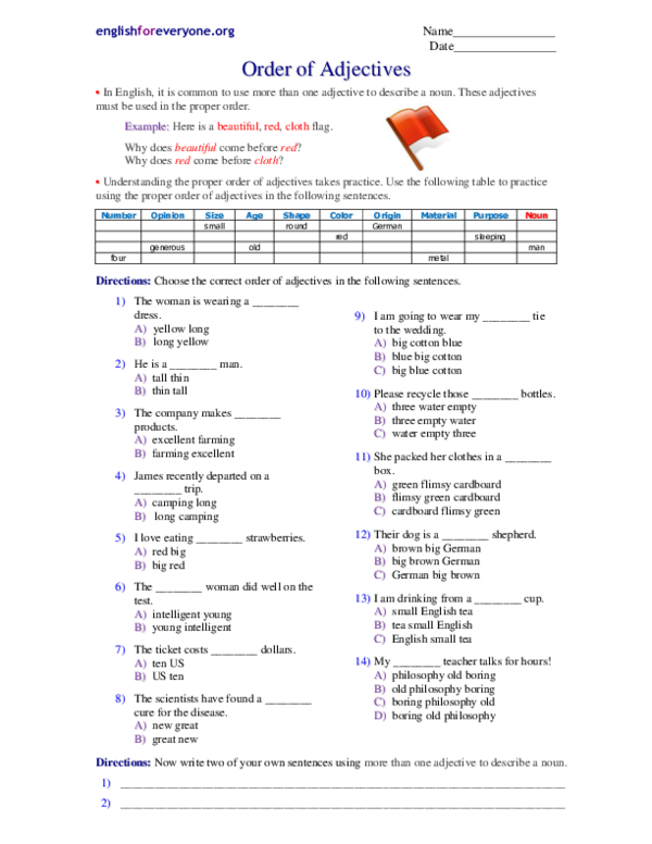 (PDF) Order of adjectives