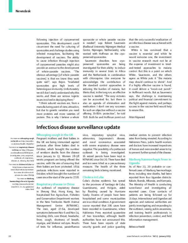 (PDF) Infectious disease surveillance update