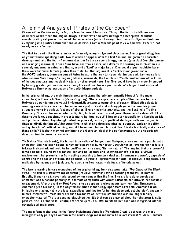 (DOC) A Feminist Analysis of "Pirates of the Caribbean"