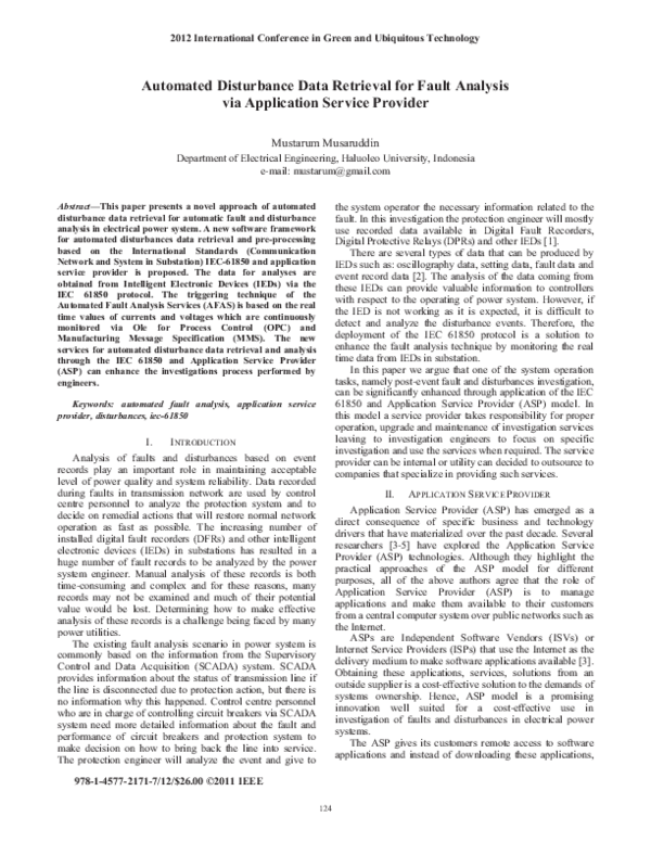 (PDF) Automated disturbance data retrieval for fault analysis via application service provider