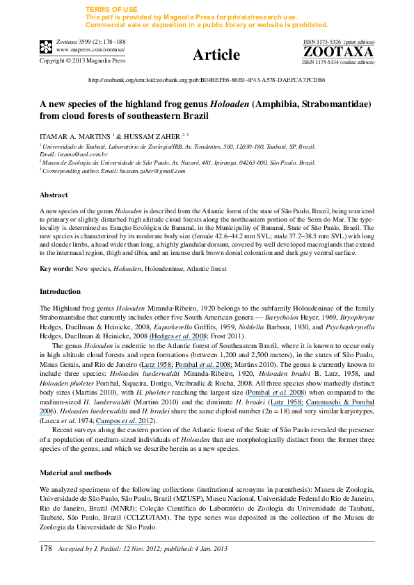 (PDF) A new species of the highland frog genus Holoaden (Amphibia ...