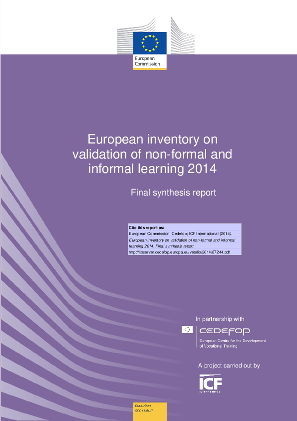 (PDF) European inventory on validation of non-formal and informal learning 2014