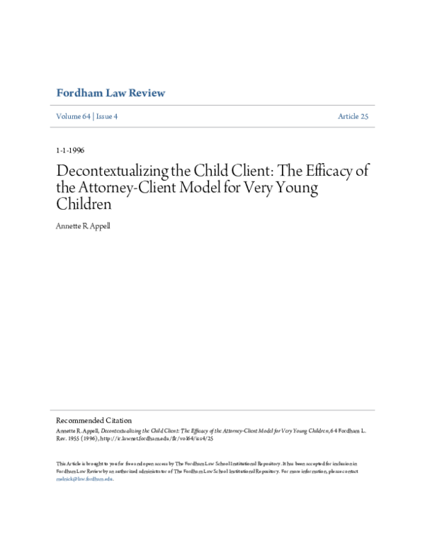 (PDF) Decontextualizing the Child Client: The Efficacy of the Attorney ...