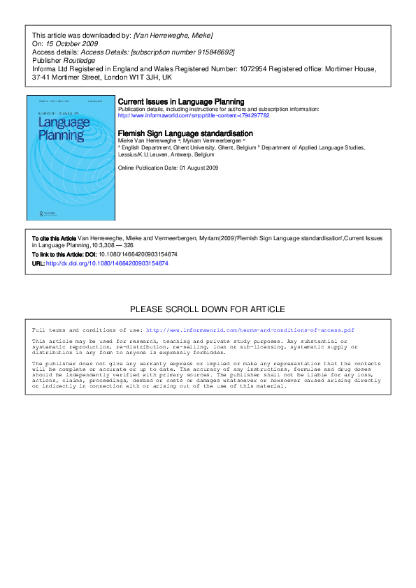 (PDF) Flemish Sign Language standardisation