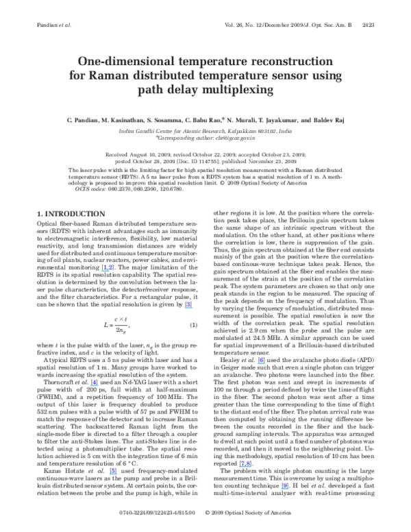Pdf One Dimensional Temperature Reconstruction For Raman Distributed Temperature Sensor Using