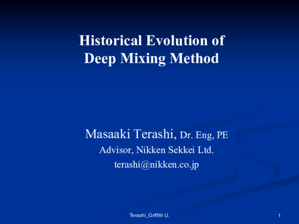 (PDF) Process design & Geotechnical design of deep mixing, Historical ...