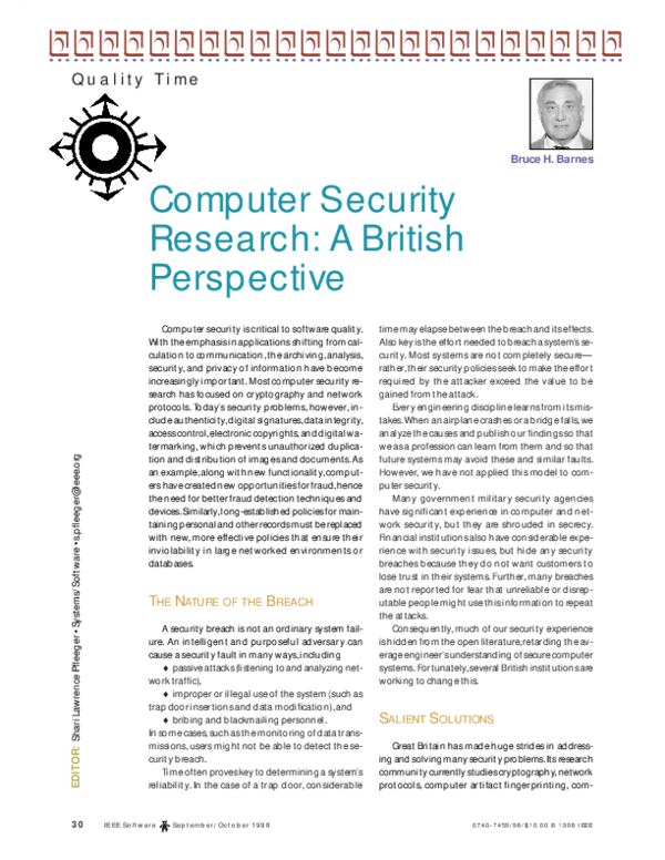 (PDF) Computer security research: A British perspective