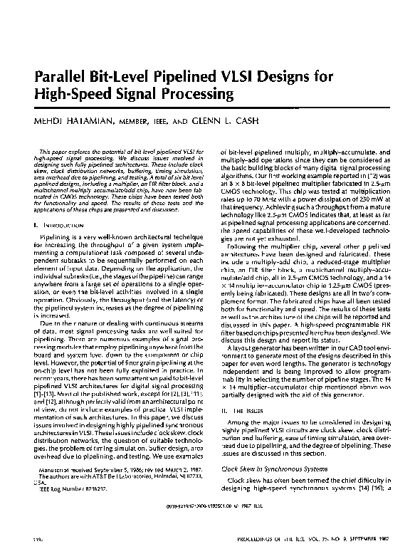 Pdf High Speed Parallel Vlsi Designs For Signal Processing 1288