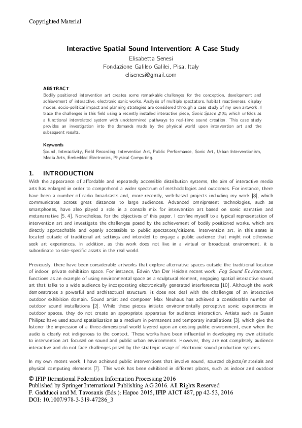 (PDF) Interactive Spatial Sound Intervention: A Case Study