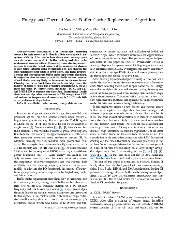 (PDF) Energy and thermal aware buffer cache replacement algorithm