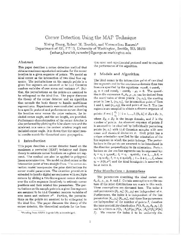 (PDF) Corner detection using the MAP technique