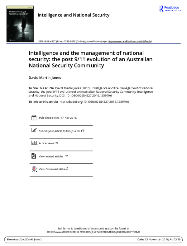 (PDF) Intelligence and the management of national security: the post 9/ ...