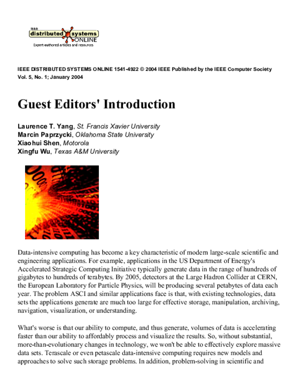 Pdf Guest Editors Introduction Data Intensive Computing