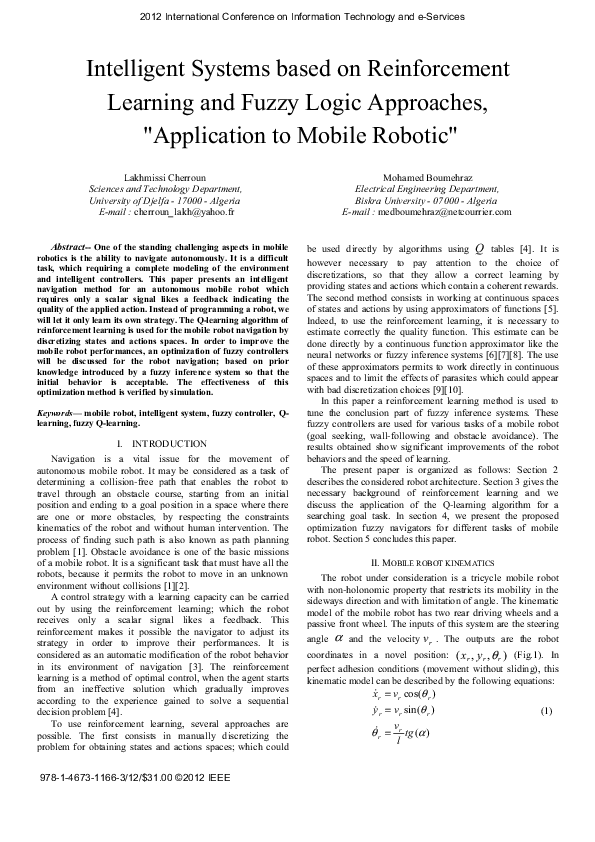 Pdf Intelligent Systems Based On Reinforcement Learning And Fuzzy Logic Approaches