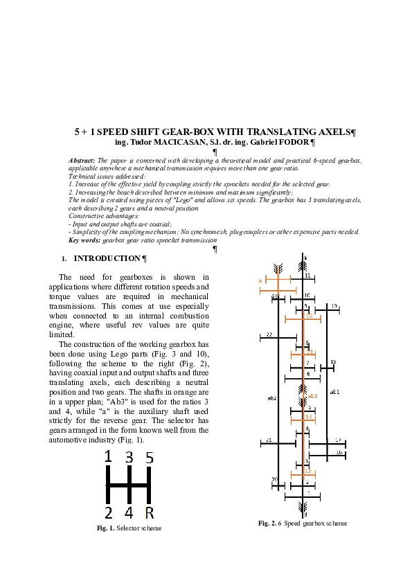 (DOC) 5 + 1 SPEED SHIFT GEAR-BOX WITH TRANSLATING AXELS