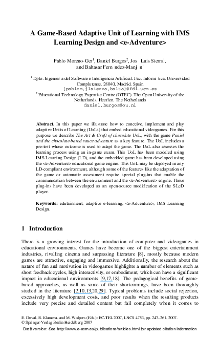 (PDF) A Game-Based Adaptive Unit of Learning with IMS Learning Design and
