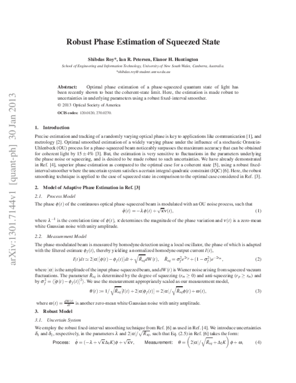 (PDF) Robust Phase Estimation of Squeezed State