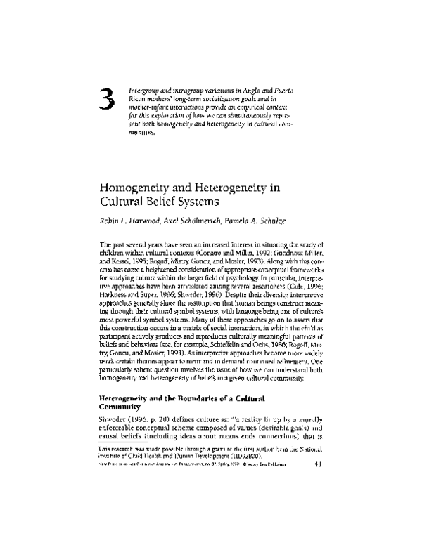 (PDF) Homogeneity and heterogeneity in cultural belief systems