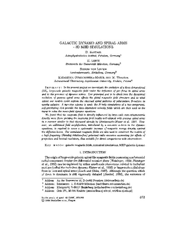 (PDF) Galactic Dynamo and Spiral Arms-3D MHD Simulations