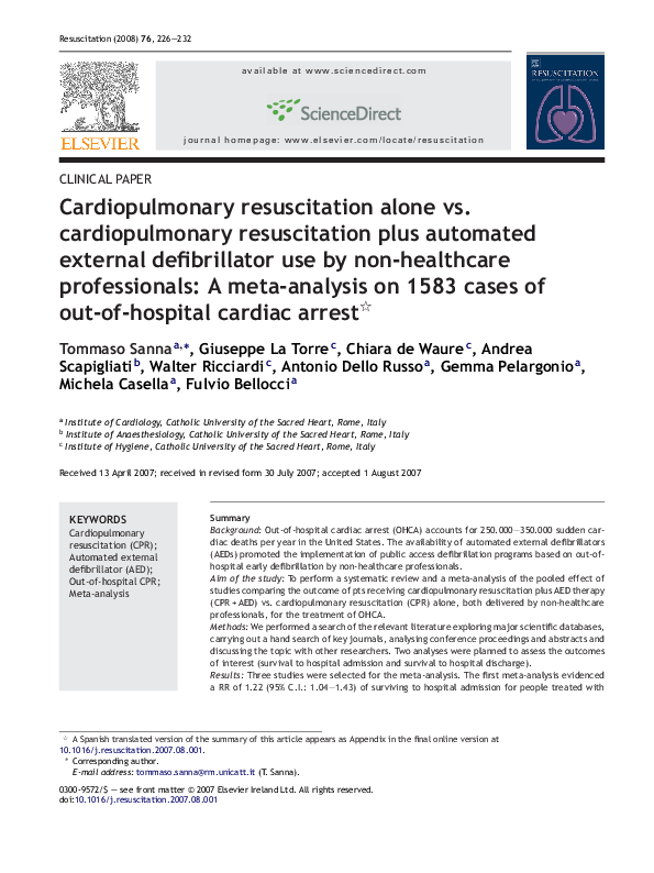 (PDF) Cardiopulmonary resuscitation alone vs. cardiopulmonary ...