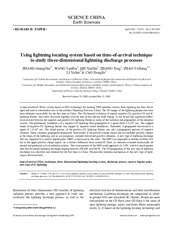 (PDF) Using lightning locating system based on time-of-arrival technique to study three ...