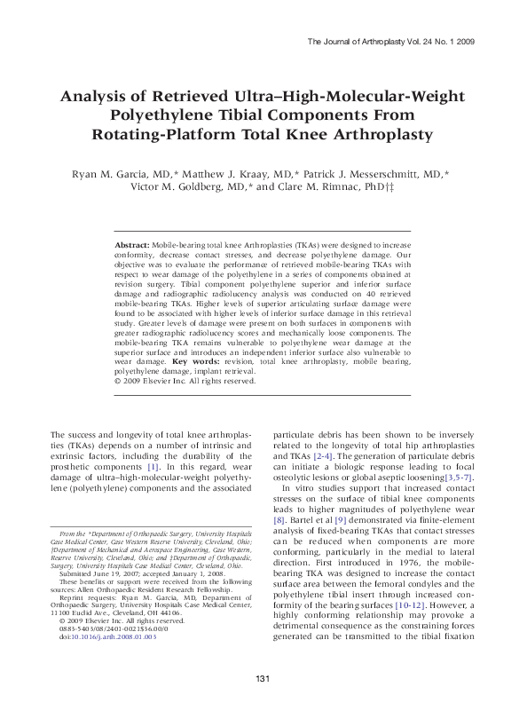 (PDF) Analysis of Retrieved Ultra–High-Molecular-Weight Polyethylene ...