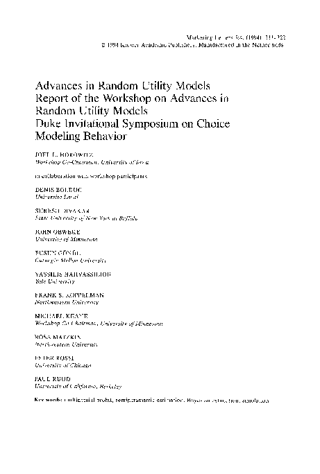(PDF) Advances in random utility models report of the workshop on advances in random utility ...