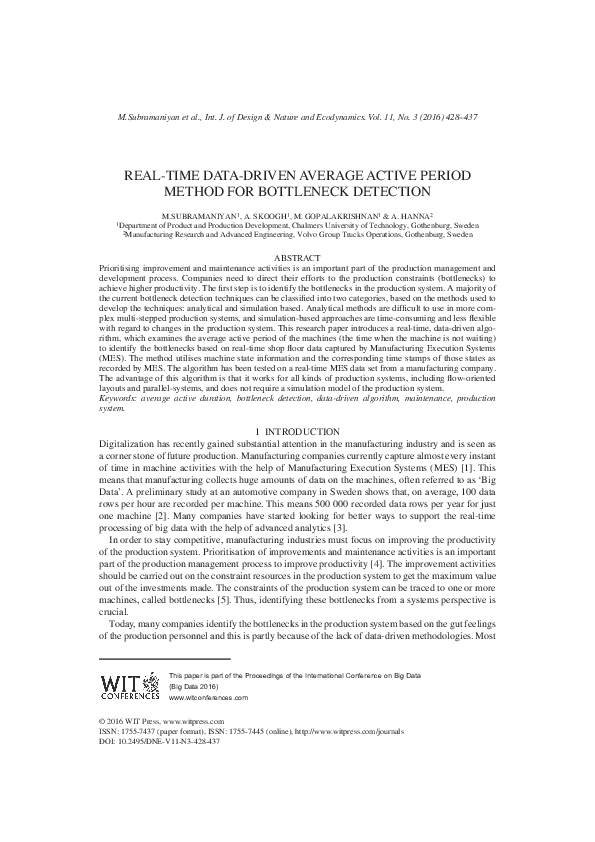 Pdf Real Time Data Driven Average Active Period Method For Bottleneck Detection