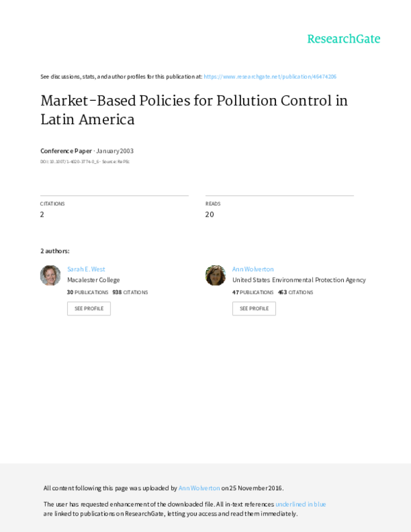 (PDF) Market-Based Policies for Pollution Control in Latin America