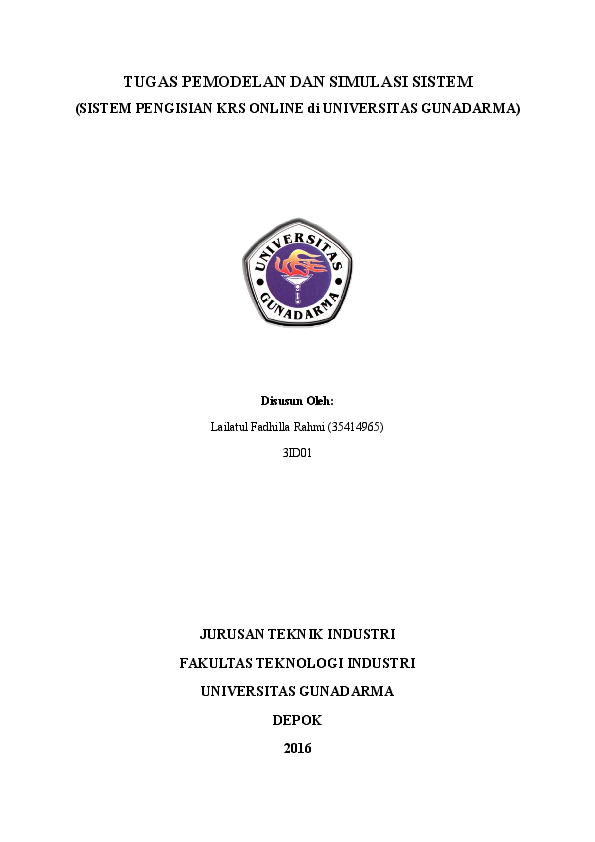(DOC) TUGAS PEMODELAN DAN SIMULASI SISTEM (SISTEM PENGISIAN KRS ONLINE ...