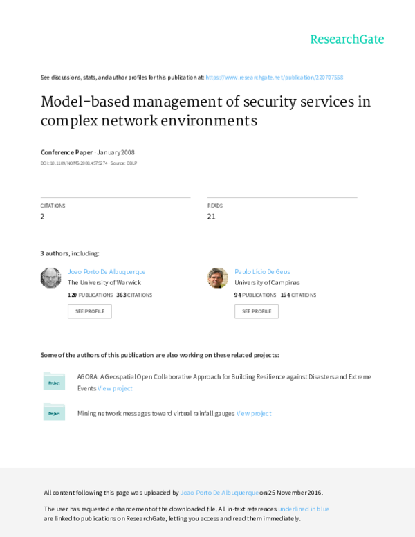(PDF) Model-based management of security services in complex network ...