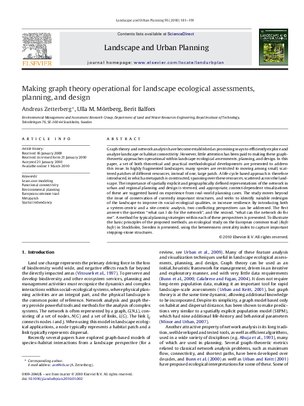 (PDF) Making graph theory operational for landscape ecological ...