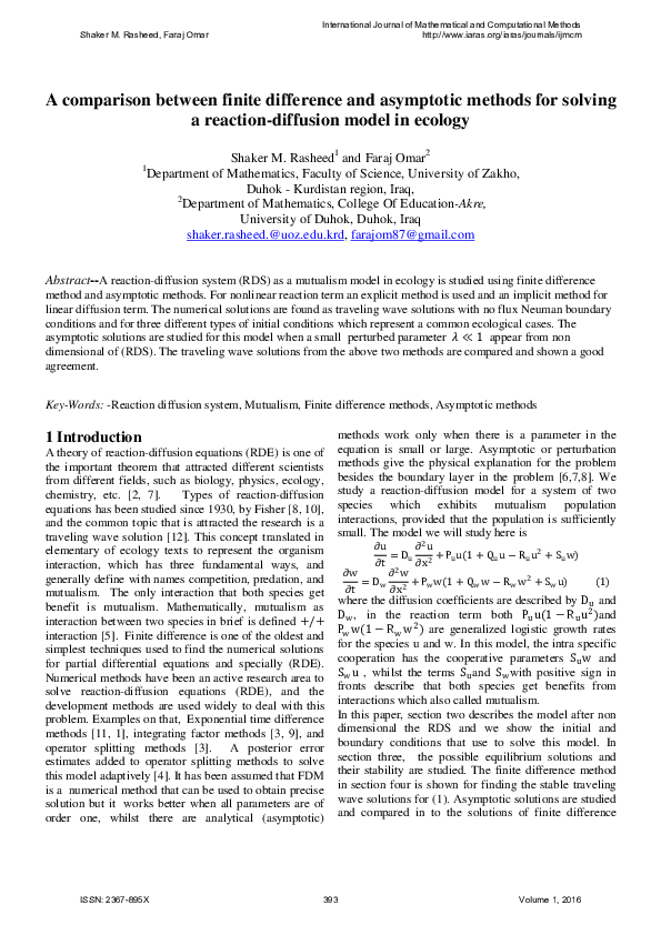 (PDF) A comparison between finite difference and asymptotic methods for ...