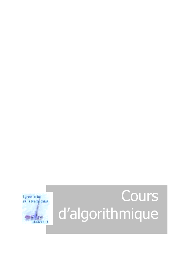(PDF) Cours d'algorithmique