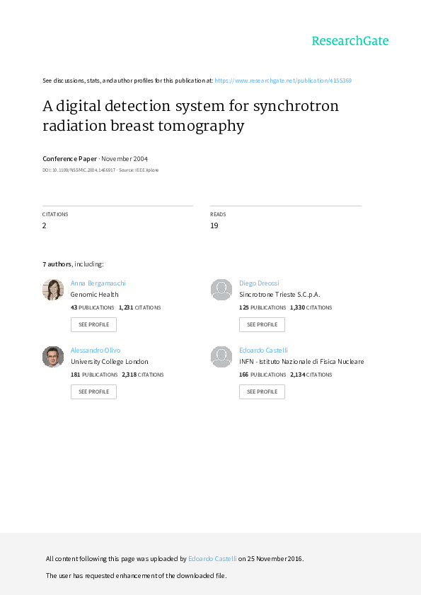 (PDF) A digital detection system for synchrotron radiation breast ...