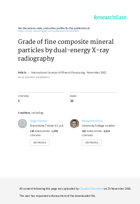 (PDF) Grade of fine composite mineral particles by dual-energy X-ray ...