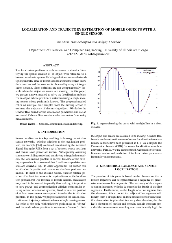 (PDF) Single Sensor-Based Localization and Tracking