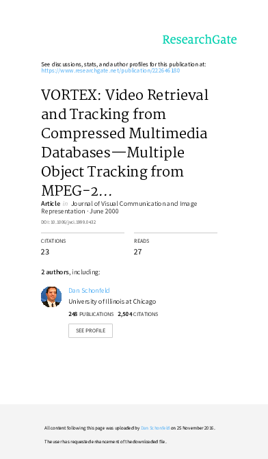 (PDF) VORTEX: Video Retrieval and Tracking from Compressed Multimedia Databases ¾ Visual Search ...