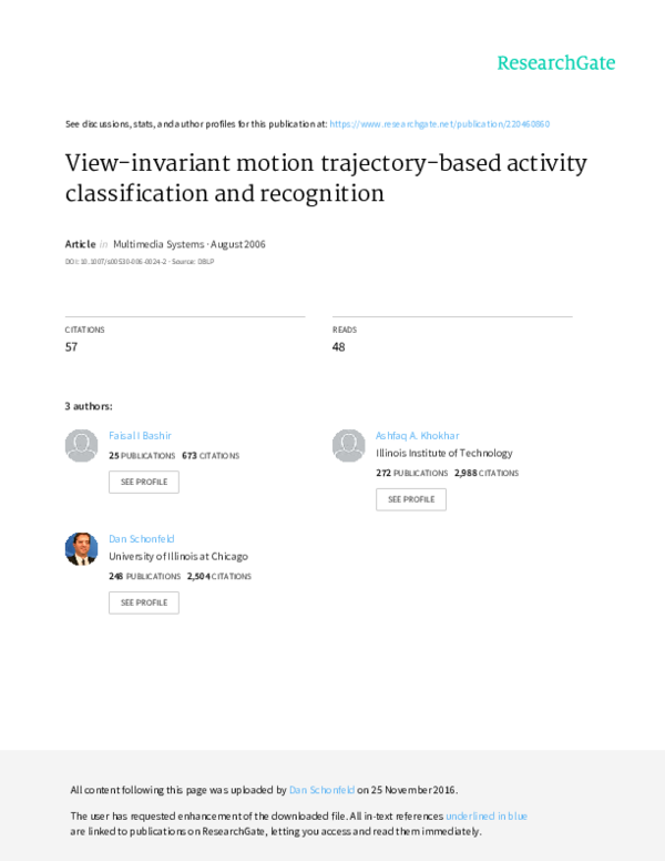 Pdf View Invariant Motion Trajectory Based Activity Classification And Recognition