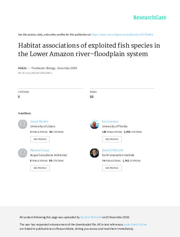 (PDF) Habitat associations of exploited fish species in the Lower ...