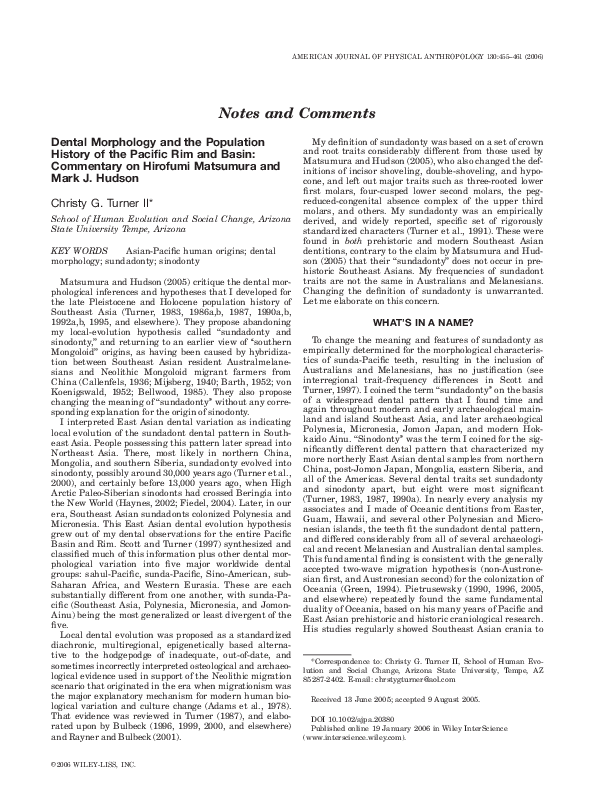 (PDF) “Sundadonty” and the population history of Southeast Asia: A ...