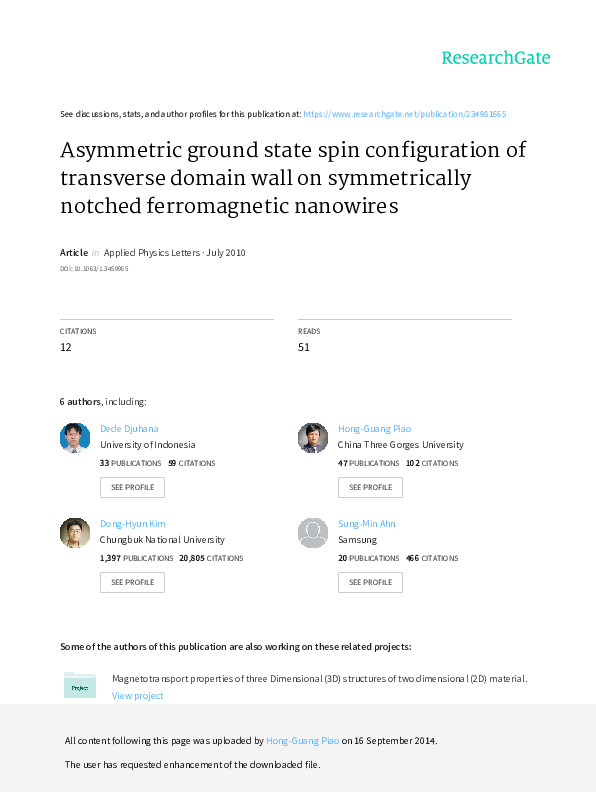(PDF) Asymmetric ground state spin configuration of transverse domain ...