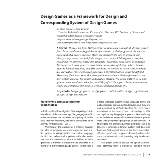 Design Games as a Framework for Design and Corresponding System of ...