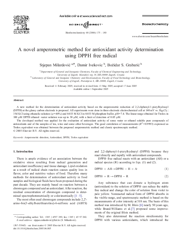 (PDF) A novel amperometric method for antioxidant activity ...