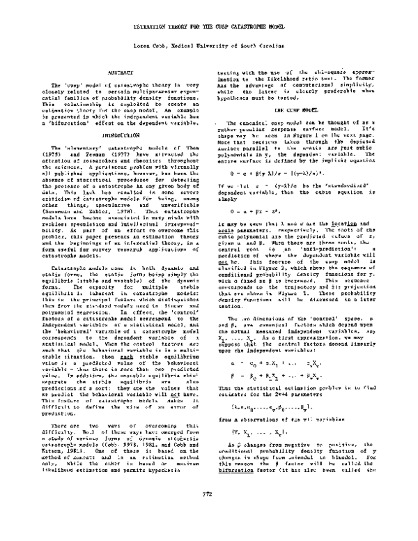 Pdf Estimation Theory For The Cusp Catastrophe Model
