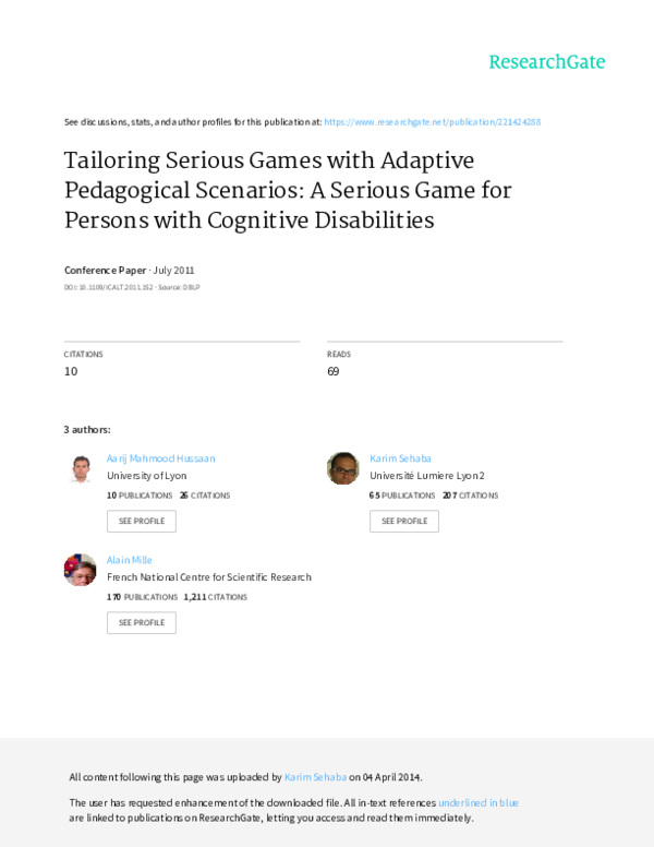 (PDF) Tailoring Serious Games with Adaptive Pedagogical Scenarios: A ...