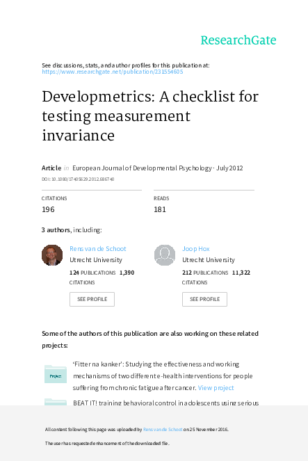 (PDF) A checklist for testing measurement invariance